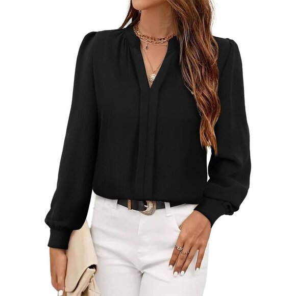 Tops | Women Long Sleeve V Neck Blouse Business Casual Shirt Work ...